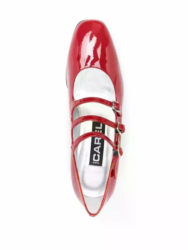 CAREL Patent Leather Pumps With Side Buckle Fastening - Red