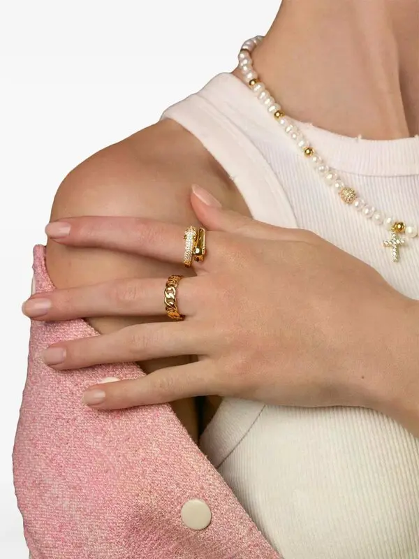 NIALAYA JEWELRY Plated Steel Round Chain Ring - Gold