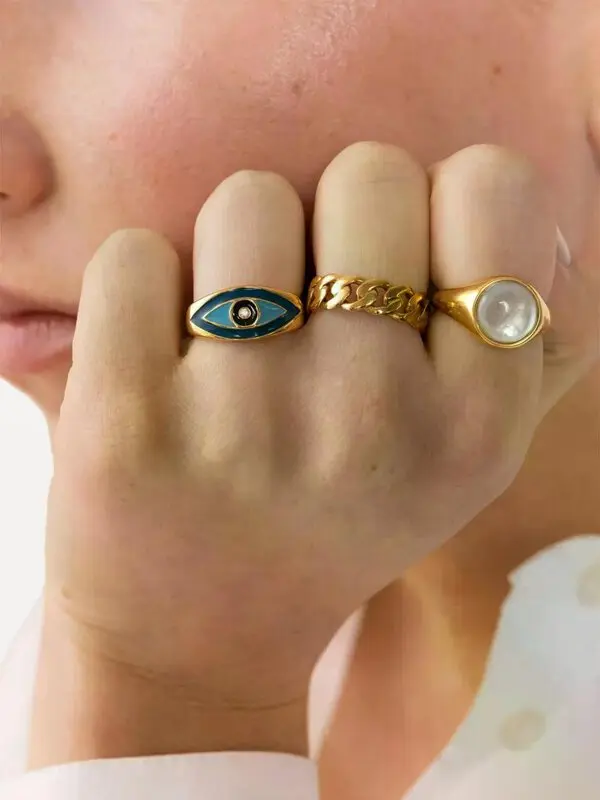 NIALAYA JEWELRY Plated Steel Round Chain Ring - Gold