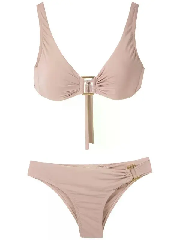 AMIR SLAMA Metallic Embellishments Bikini Set - Neutrals