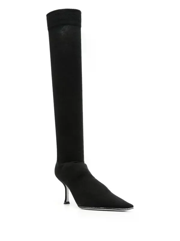 Rene Caovilla 70mm Crystal-embellished Knitted Boots