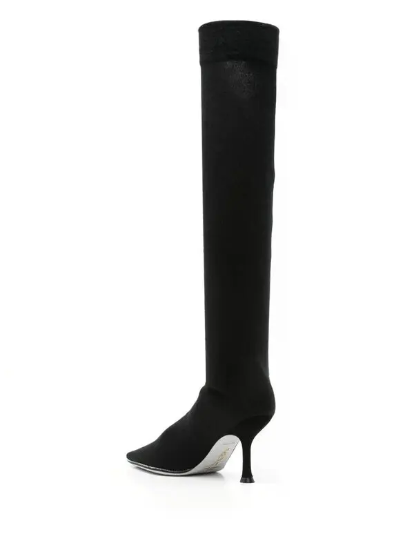 Rene Caovilla 70mm Crystal-embellished Knitted Boots
