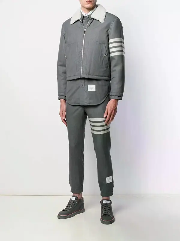 Thom Browne Plain Weave Suiting Track Pants - Grey