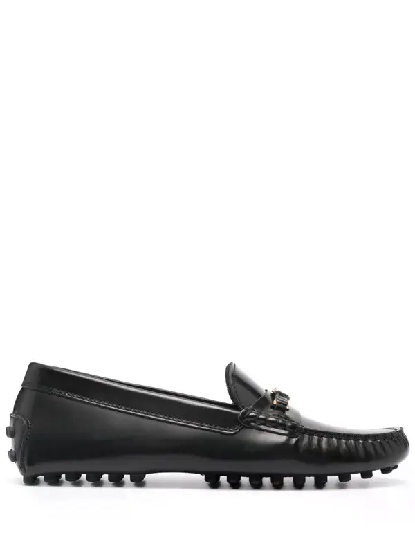 TOD'S Moc-stitching Leather Insole Loafers - Black