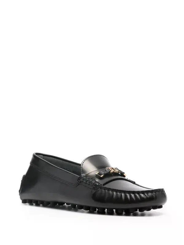 TOD'S Moc-stitching Leather Insole Loafers - Black