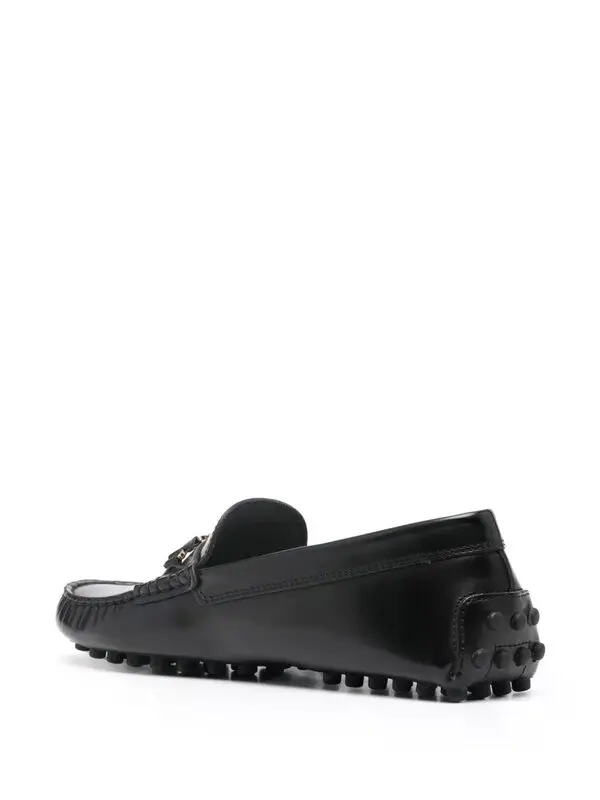 TOD'S Moc-stitching Leather Insole Loafers - Black