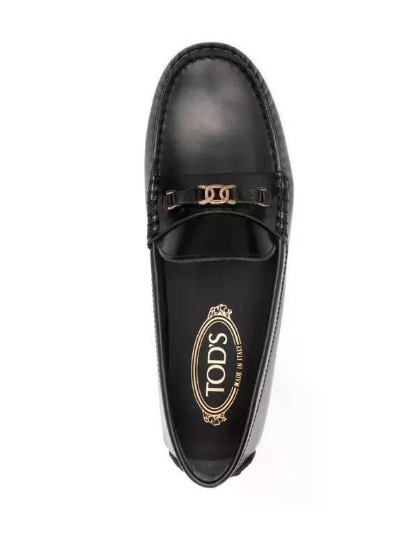 TOD'S Moc-stitching Leather Insole Loafers - Black