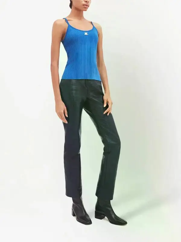 COURREGES Ribbed-knit Logo Tank Top