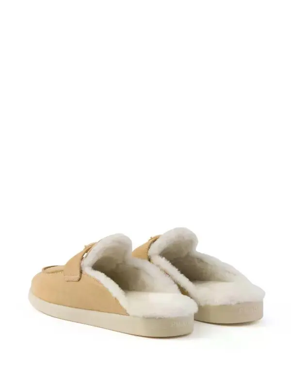 Prada Suede And Shearling Lined Slippers - Neutrals