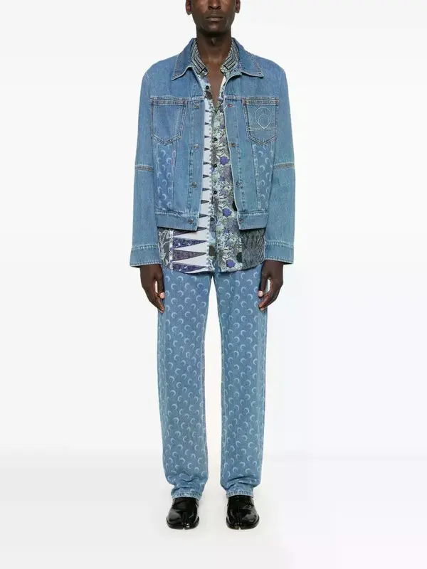 MARINE SERRE Crescent Moon Print Denim Jacket