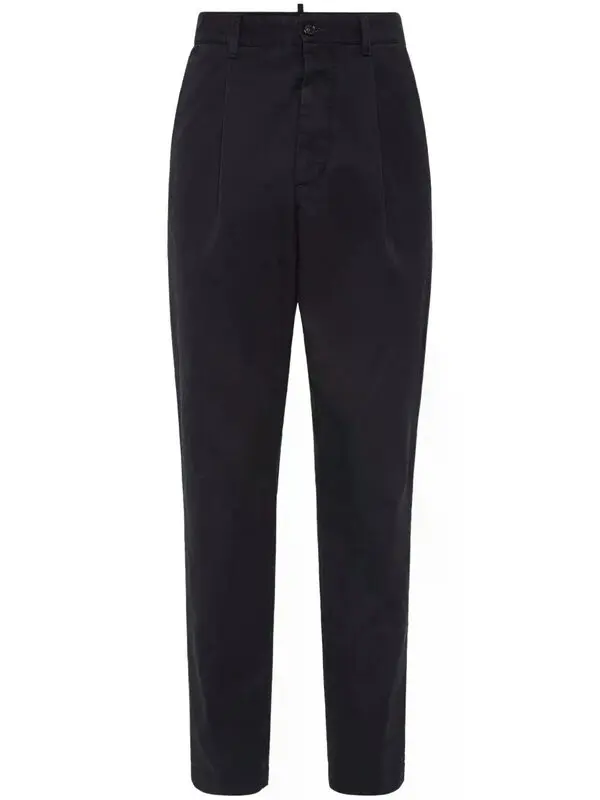 Dsquared2 Pleated Tapered Cotton Twill Trousers - Black