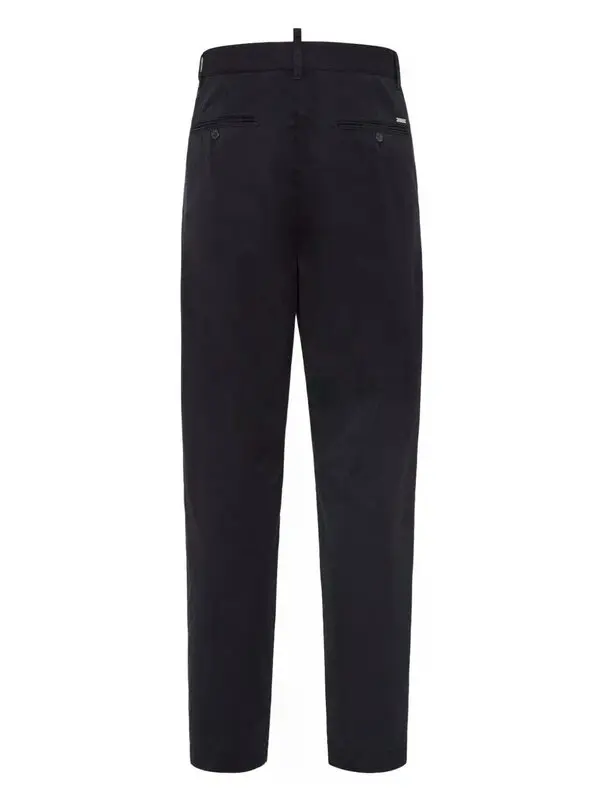 Dsquared2 Pleated Tapered Cotton Twill Trousers - Black