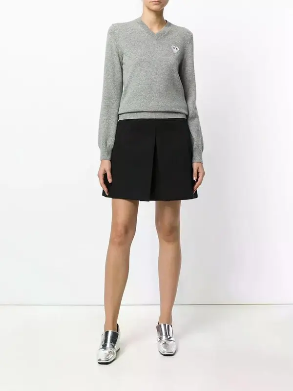 Play Comme Des Garcon V-neck Pullover - Grey