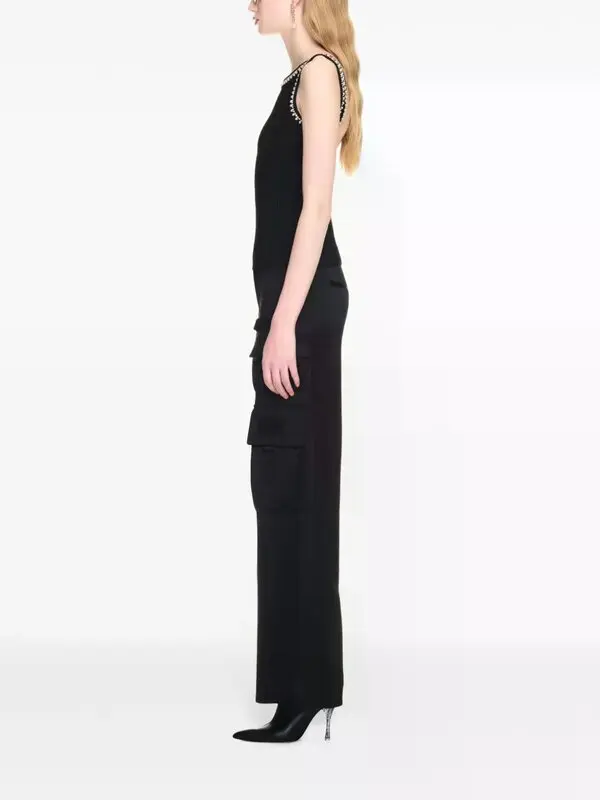 Off-White Pearl-embellished Ribbed Tank Top