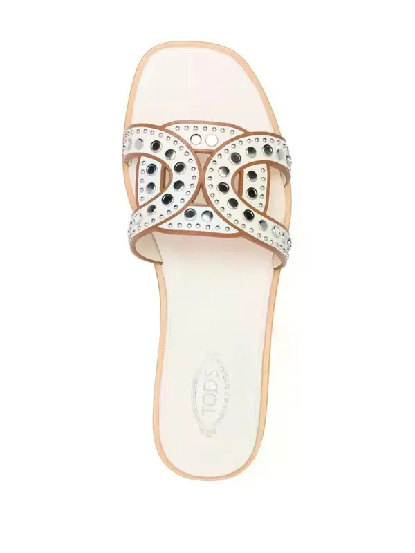 TOD'S Studded Leather Sandals - Neutrals