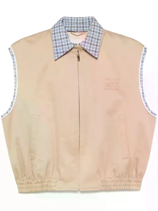 Miu Miu Logo-embroidered Gilet - Neutrals