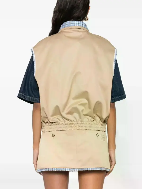 Miu Miu Logo-embroidered Gilet - Neutrals