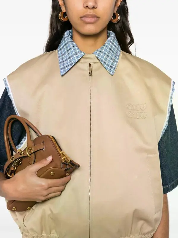Miu Miu Logo-embroidered Gilet - Neutrals