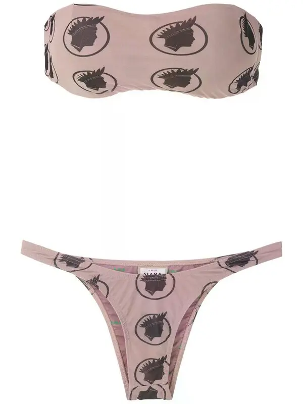 AMIR SLAMA Ndio Print Bikini Set - Neutrals