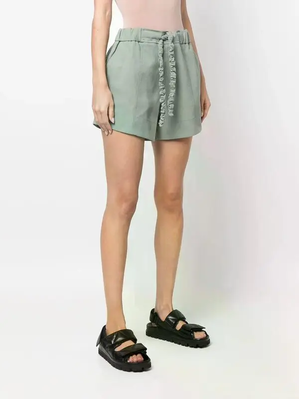 GANNI Drawstring Suiting Shorts - Green