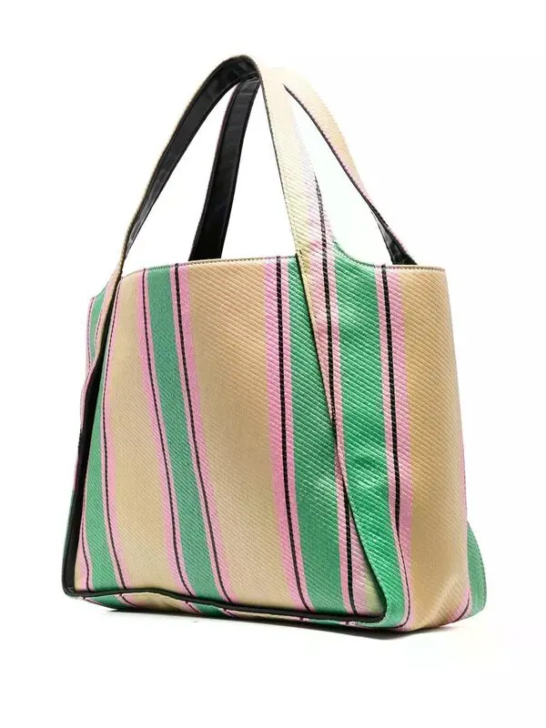 Stella McCartney Stripe-print Raffia Tote Bag - Neutrals
