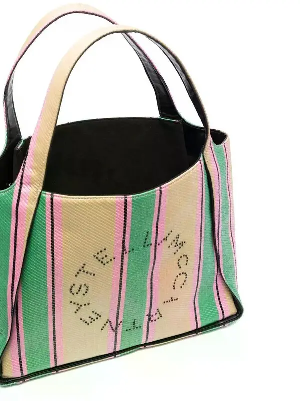 Stella McCartney Stripe-print Raffia Tote Bag - Neutrals