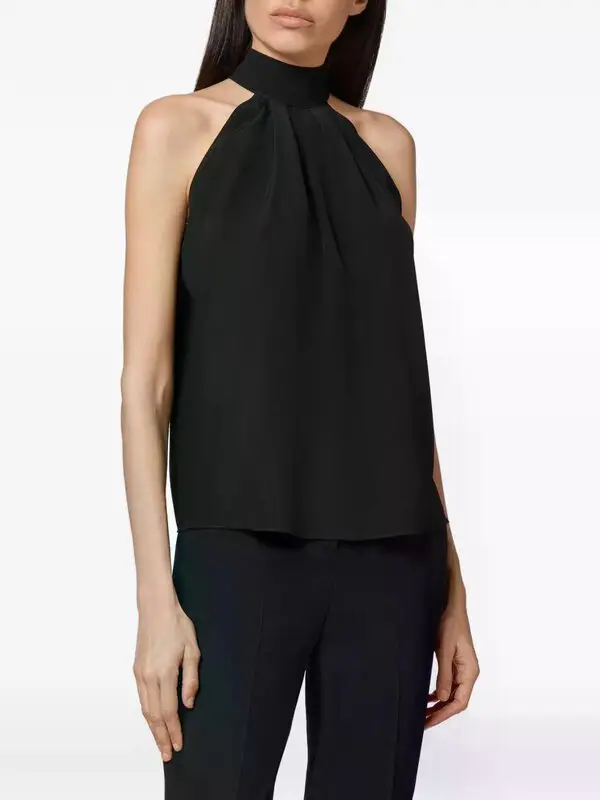 Philipp Plein High-neck Chiffon Top - Black