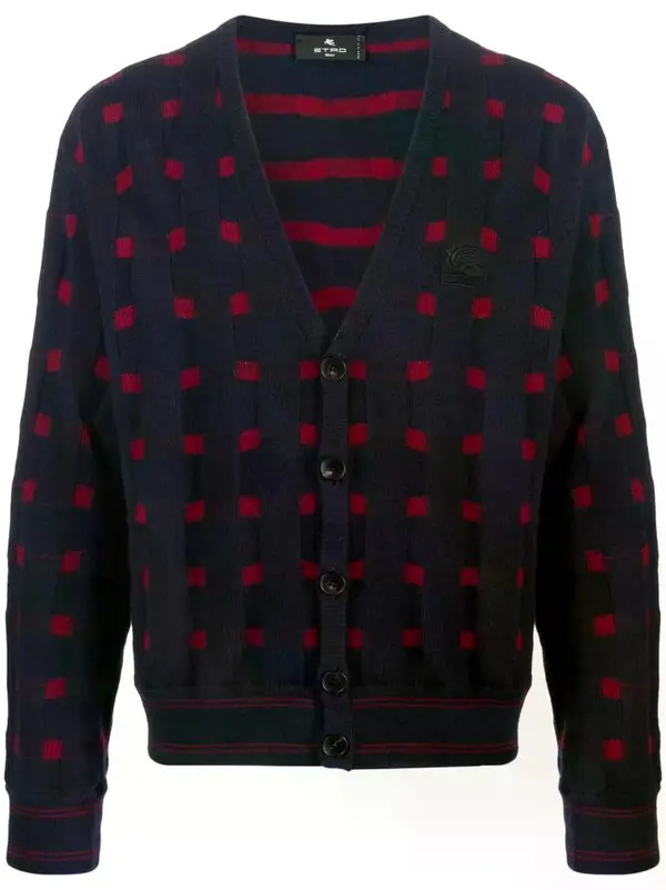 Etro Patterned-knit V-neck Cardigan