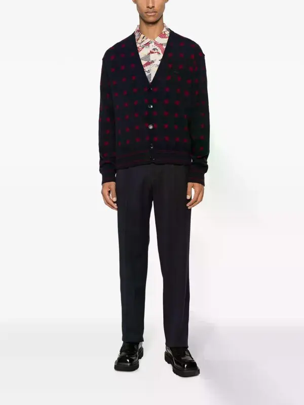 Etro Patterned-knit V-neck Cardigan