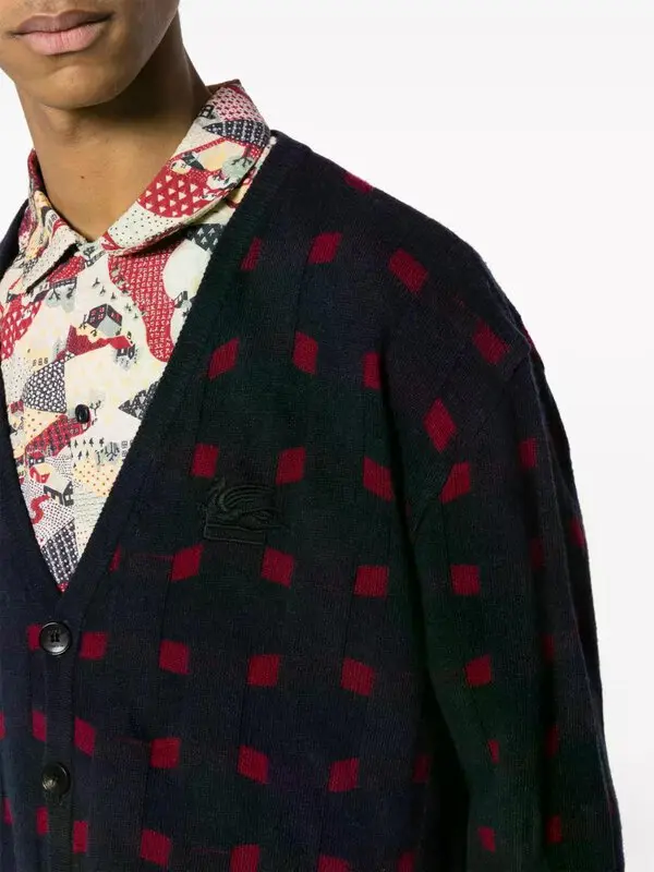 Etro Patterned-knit V-neck Cardigan