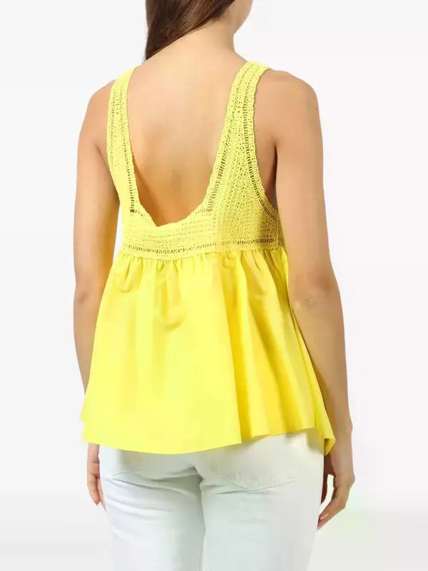 P.a.r.o.s.h Cotton Tank Top With Crochet Panelling - Yellow