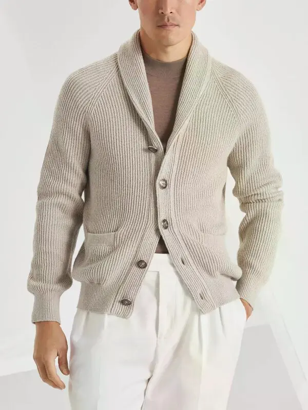Brunello Cucinelli Ribbed-knit Cardigan - Neutrals