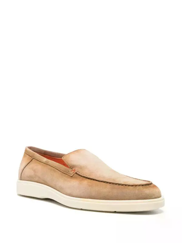 Santoni Almond-toe Suede Loafers - Neutrals
