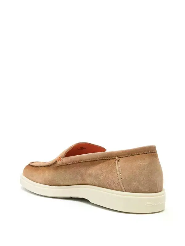 Santoni Almond-toe Suede Loafers - Neutrals