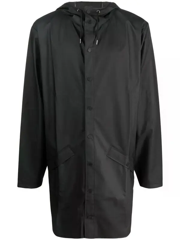 Rains Drawstring Hood Raincoat - Black