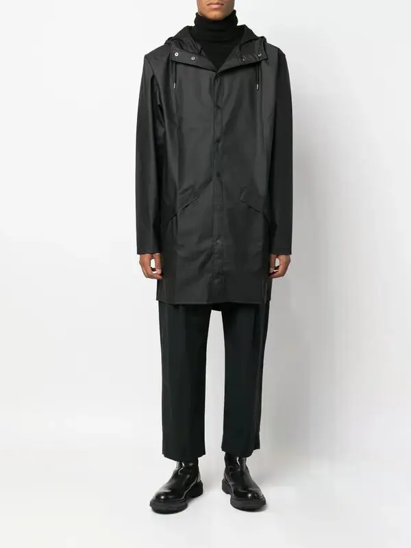 Rains Drawstring Hood Raincoat - Black