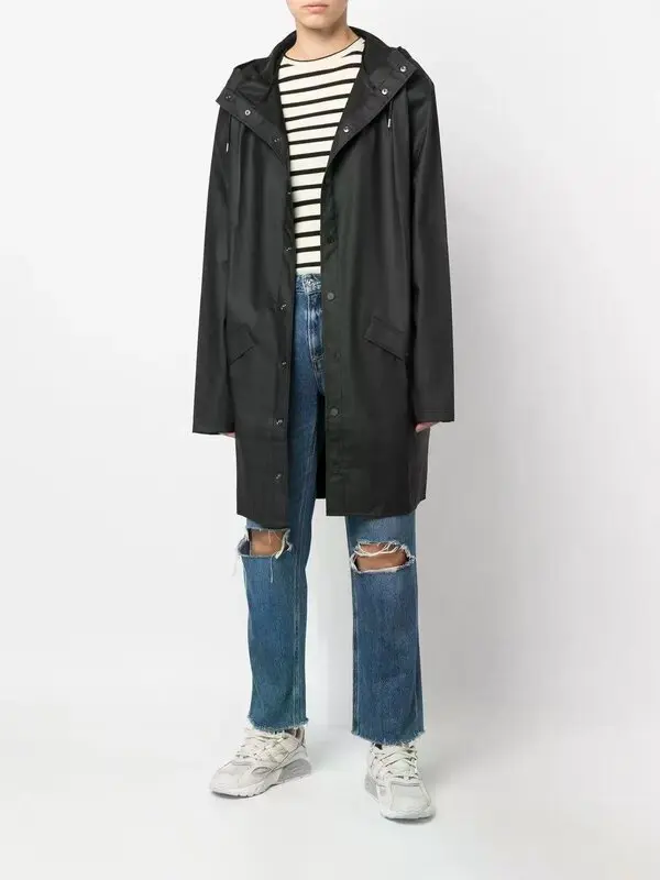 Rains Drawstring Hood Raincoat - Black