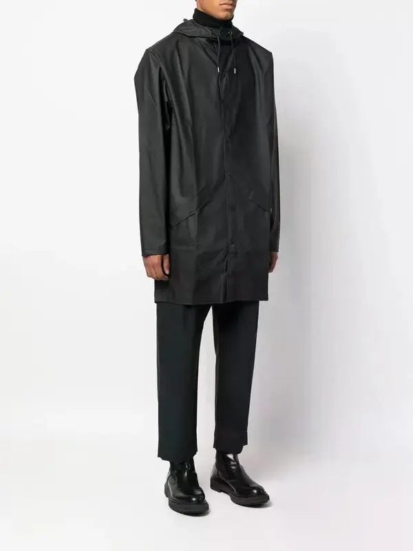 Rains Drawstring Hood Raincoat - Black