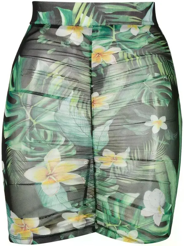 Philipp Plein Graphic-print Ruched Skirt - Green