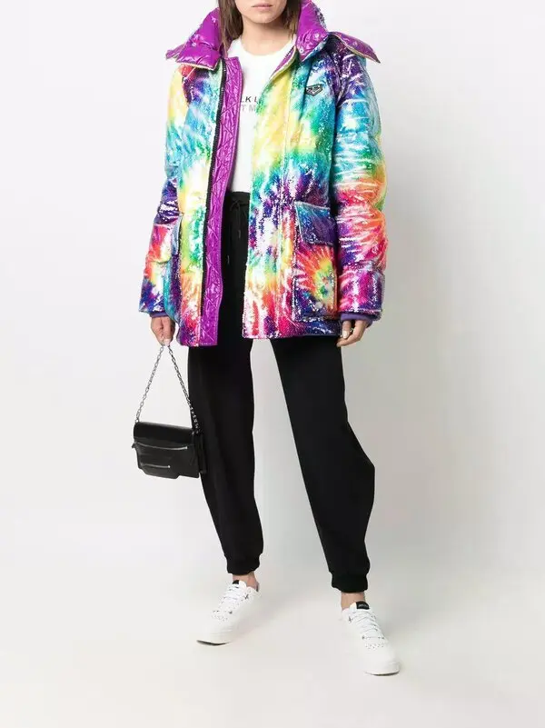 Philipp Plein Tie-dye Print Padded Coat