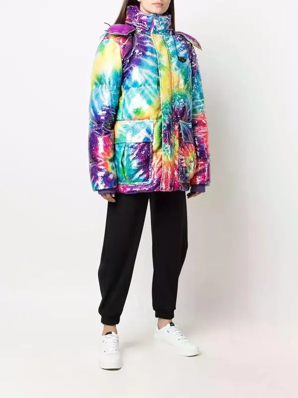 Philipp Plein Tie-dye Print Padded Coat