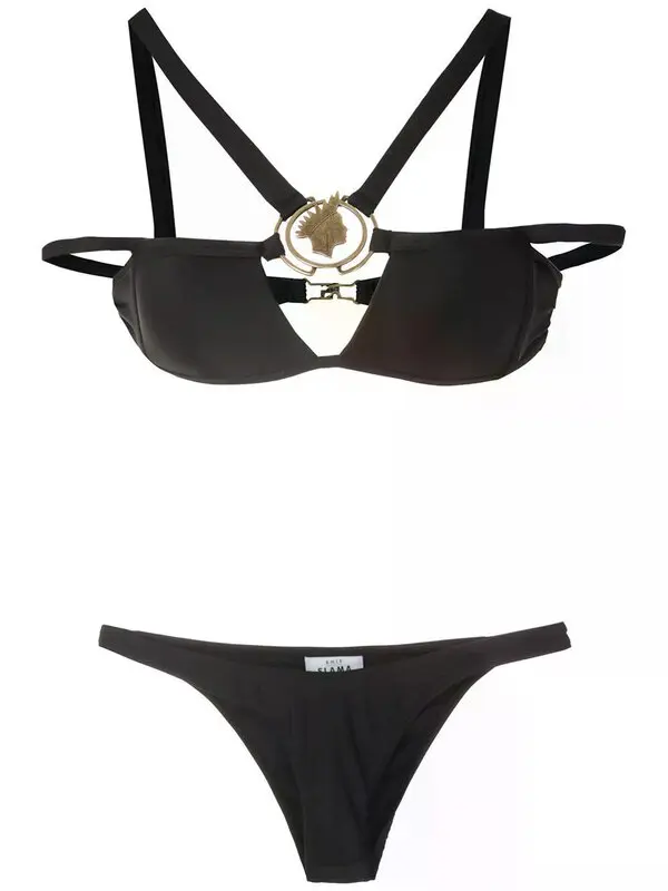 AMIR SLAMA Metallic Embellishment Bikini Set - Black