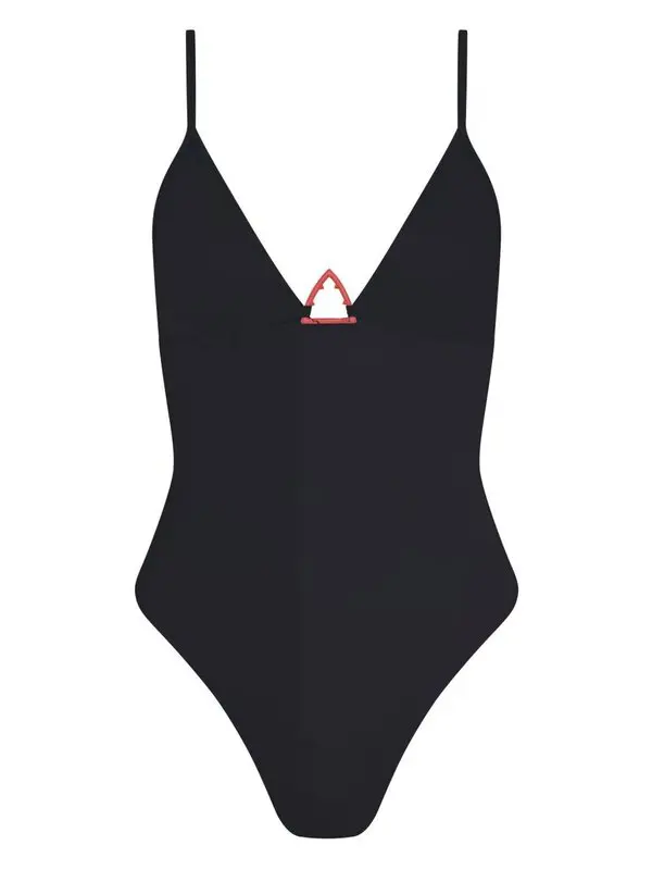 LET'S SWIM Shark-logo One-piece Swimsuit - Black