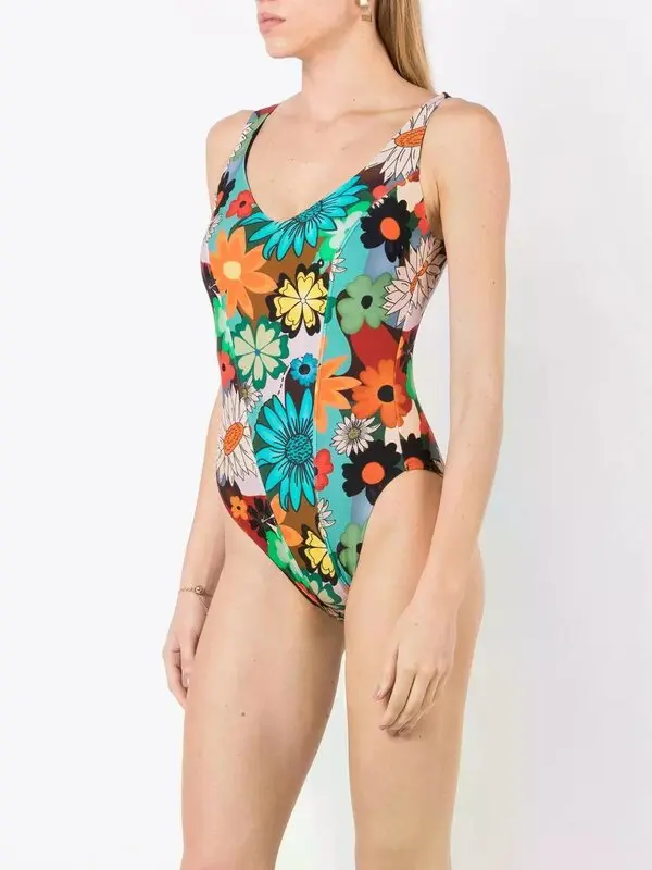 AMIR SLAMA Floral-print Open Back Swimsuit