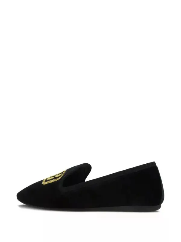Miu Miu Embroidered-logo Velvet Slippers