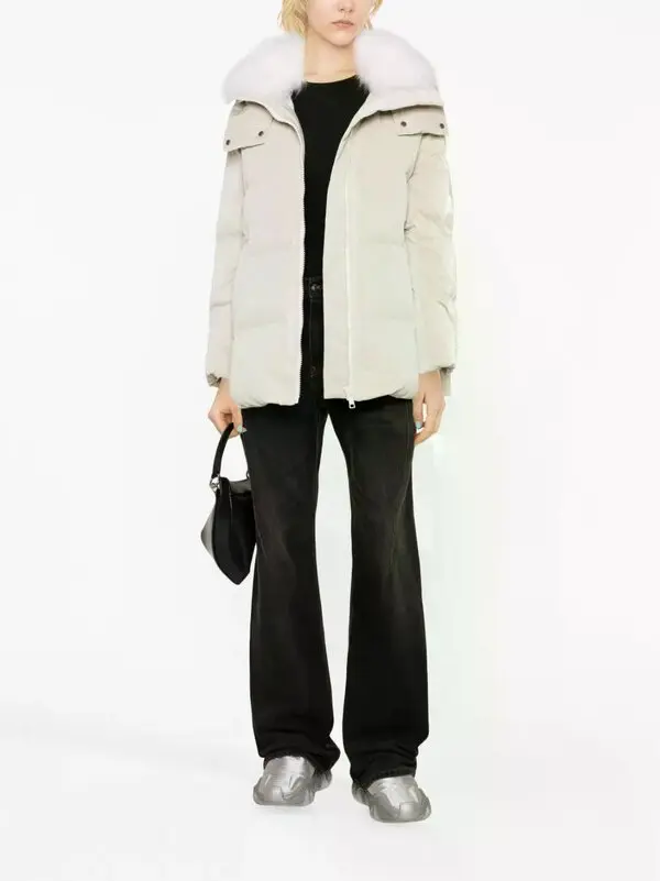 YVES SALOMON Hooded Zip-up Quilted Down Coat