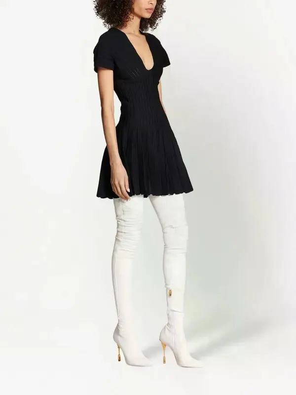Balmain Pleated Mesh Mini Dress