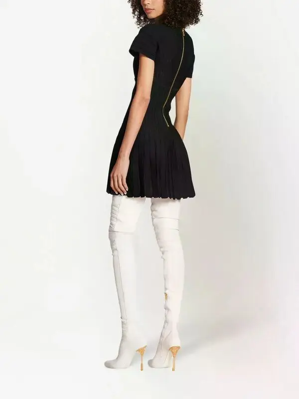Balmain Pleated Mesh Mini Dress