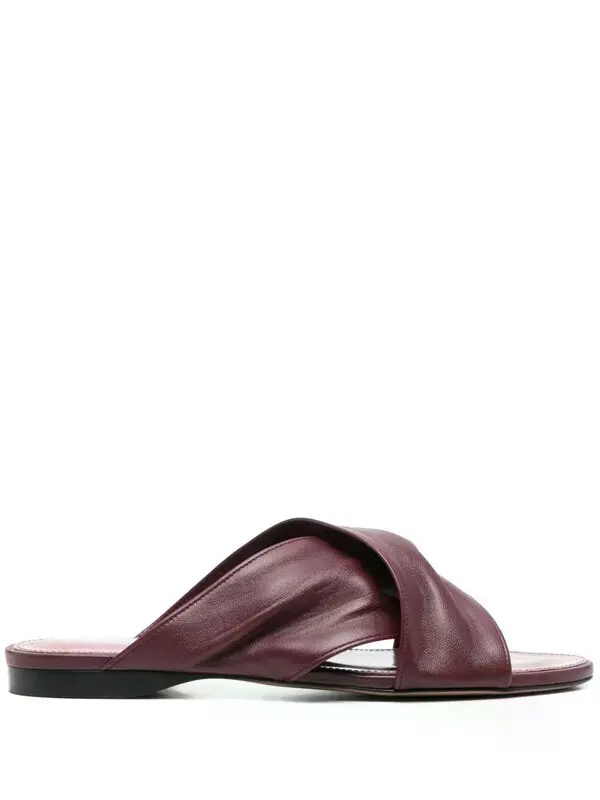 Paris Texas Leather Slides - Red