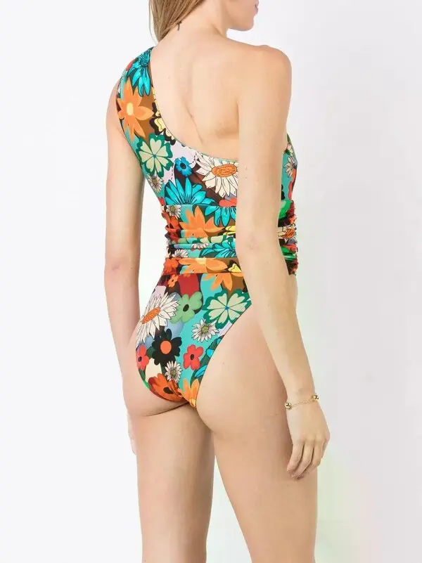 AMIR SLAMA Floral-print One-shoulder Swimsuit